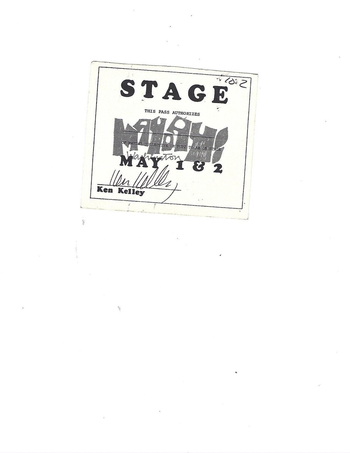 Stage pass from the Mayday 1971 rock show | Lawrence Roberts